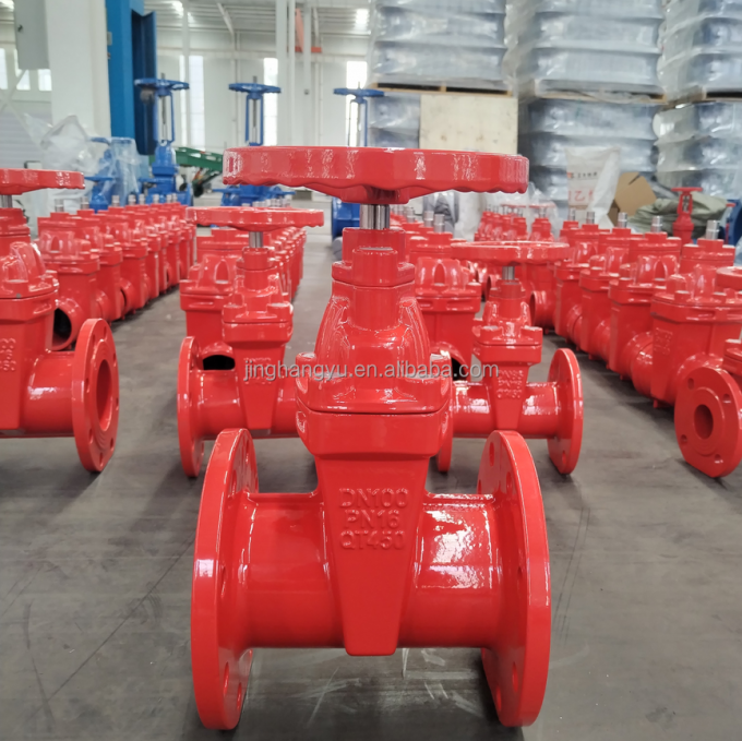 Red Ductile Iron DI Gate Valve 24 Inch Manual Operation Flange Ends